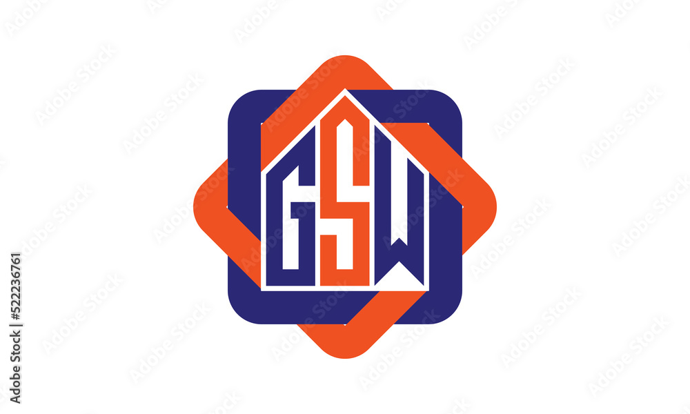 GSW three letter real estate logo with home icon logo design vector ...