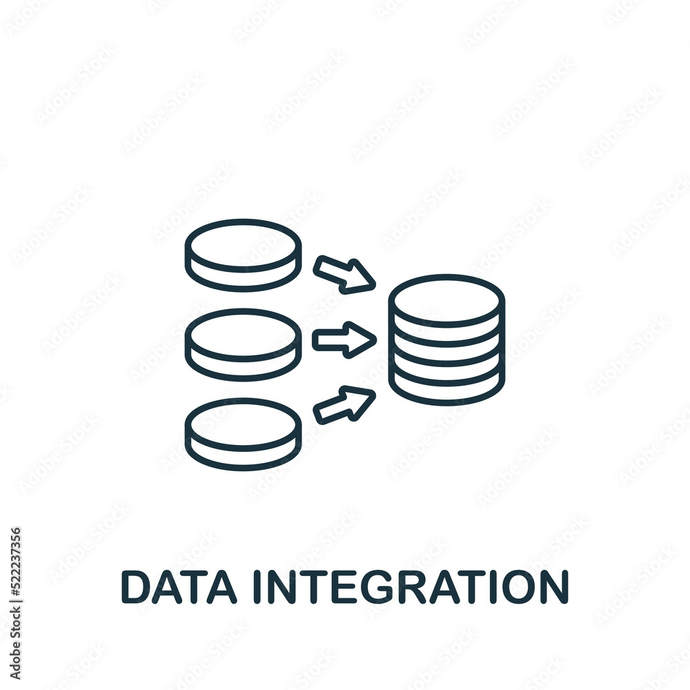 Data Integration icon. Monochrome simple line Data Science icon for ...