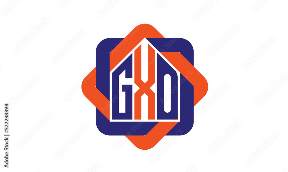 GXO three letter real estate logo with home icon logo design vector ...