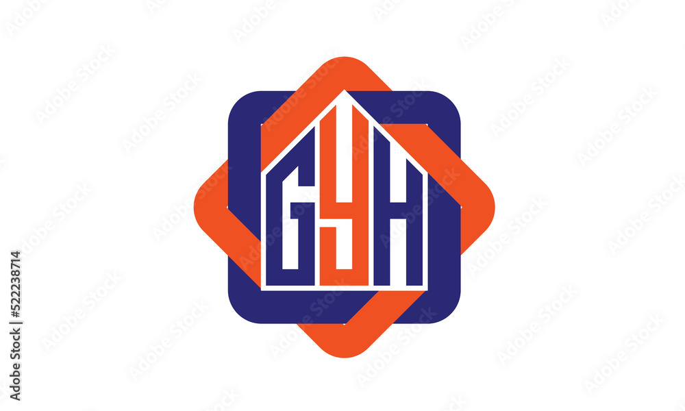GYH three letter real estate logo with home icon logo design vector ...