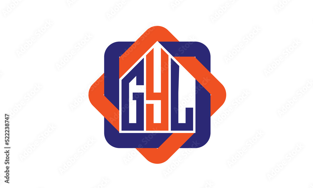 GYL three letter real estate logo with home icon logo design vector ...
