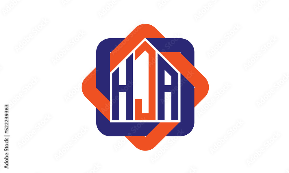 HJA three letter real estate logo with home icon logo design vector ...