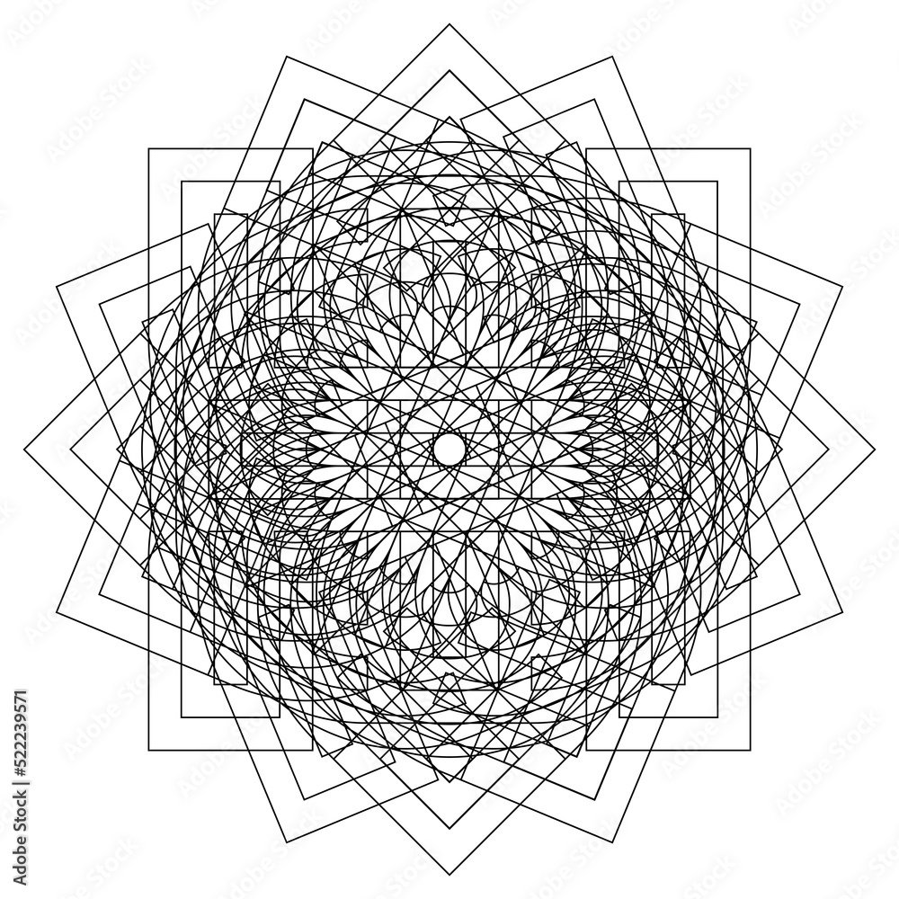 Complex spirograph style design pattern in black outline, PNG ...