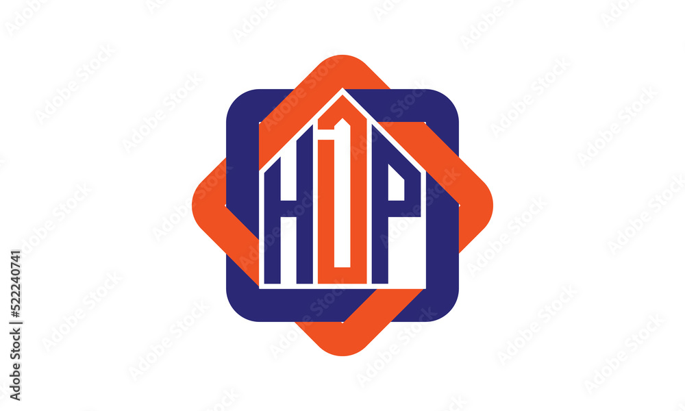 HDP three letter real estate logo with home icon logo design vector ...