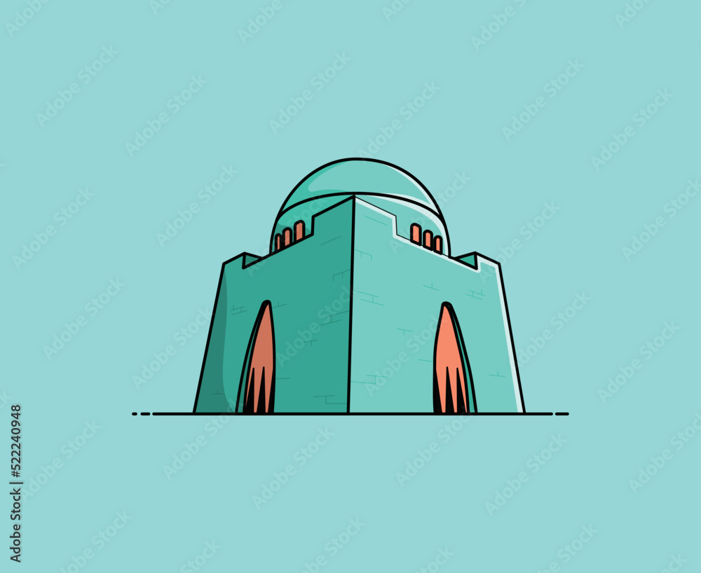 Mazar-e-quaid vector icon illustration situated in Karachi. Flat ...