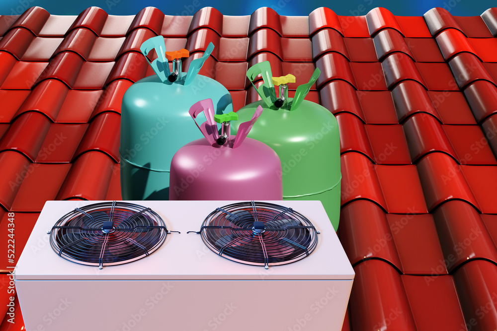 Freon for air conditioners. Cylinders with Freon gas. Split system on ...