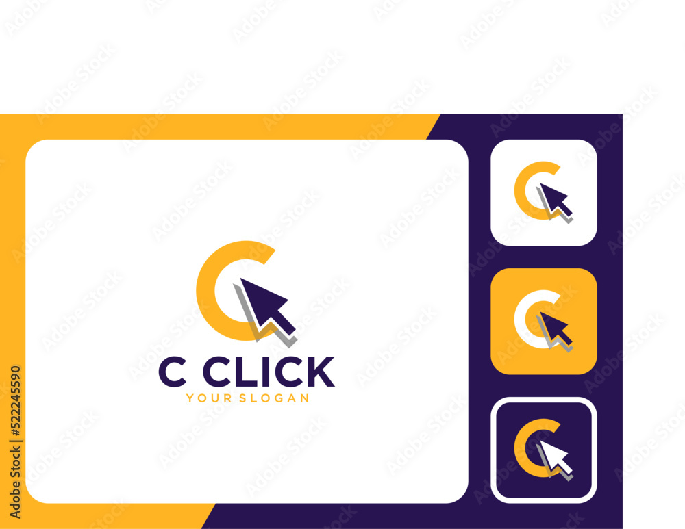 click logo design with cursor and letter c Stock Vector | Adobe Stock