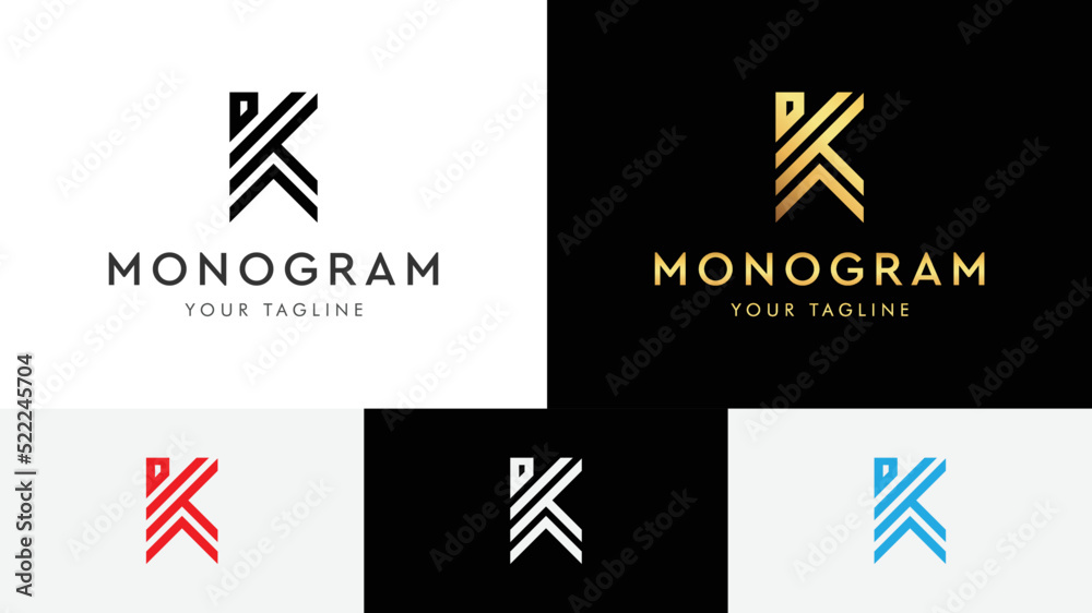 Initial letter KT TK Monogram logo vector Design Template. Alphabet KT T,K unique logo icon ...