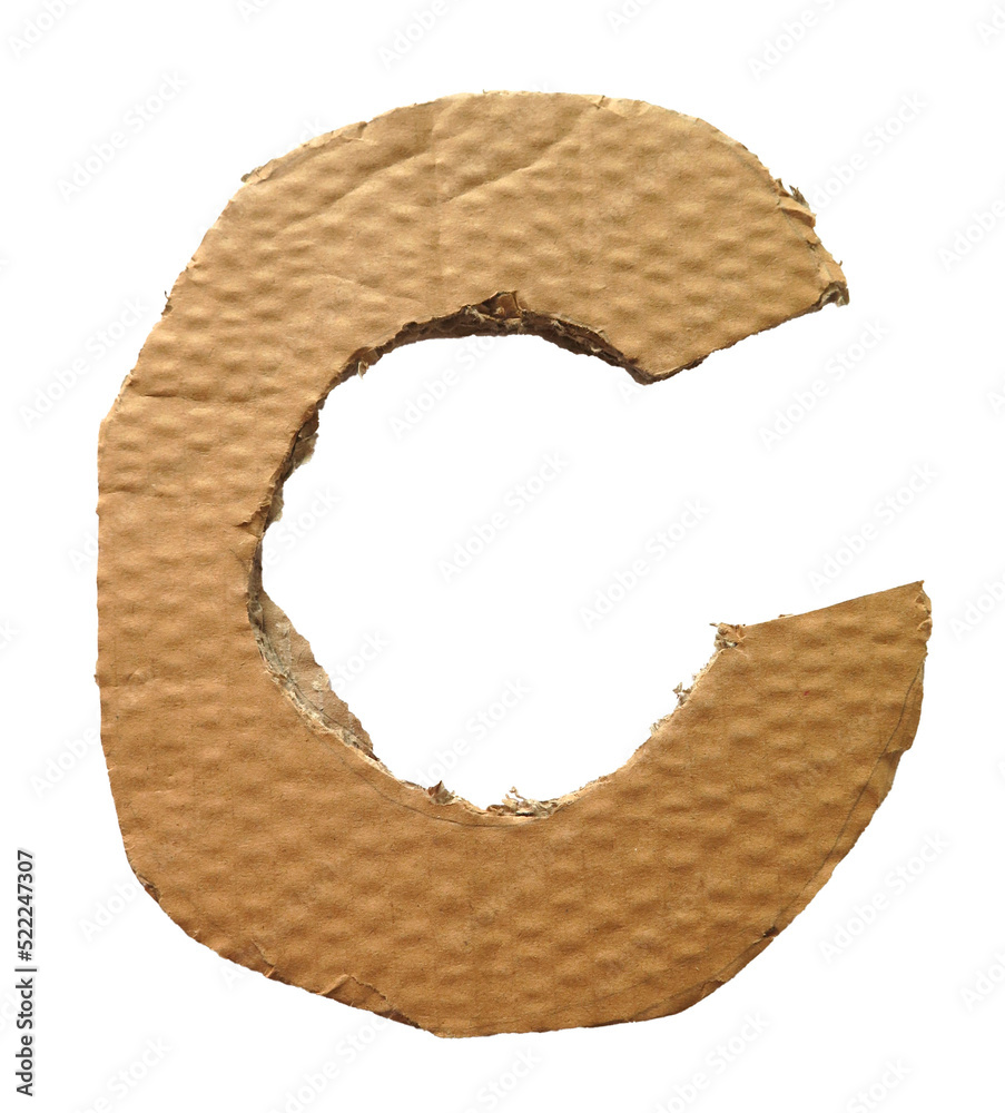 Cardboard texture Letter C on transparent background Stock Photo ...
