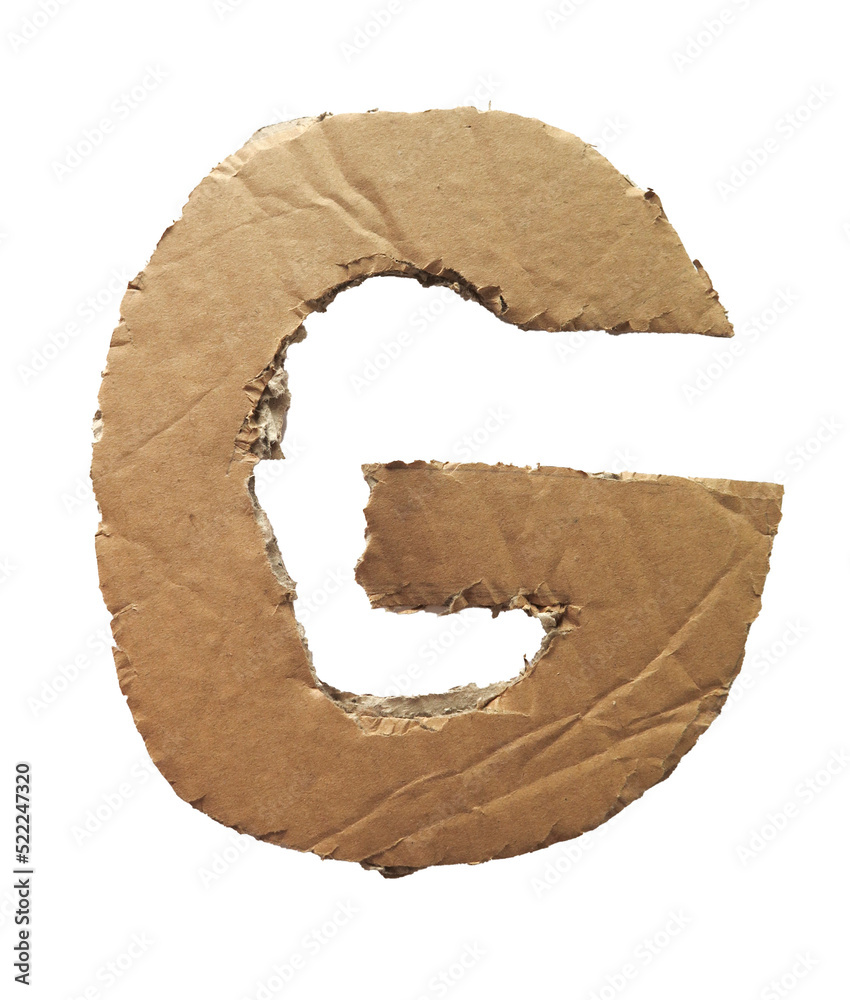 Cardboard texture Letter G on transparent background Stock Photo ...