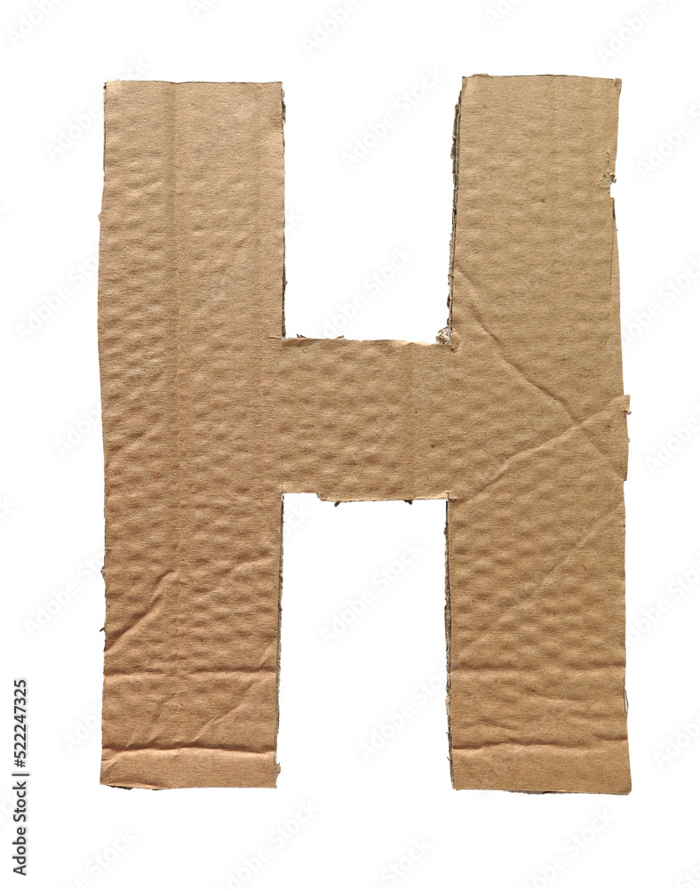 Cardboard texture Letter H on transparent background Stock Photo ...