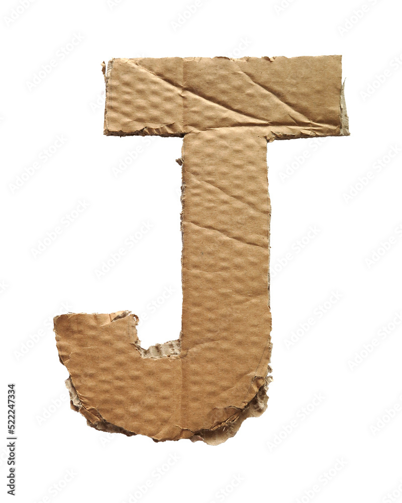 Cardboard texture Letter J on transparent background Stock Photo ...