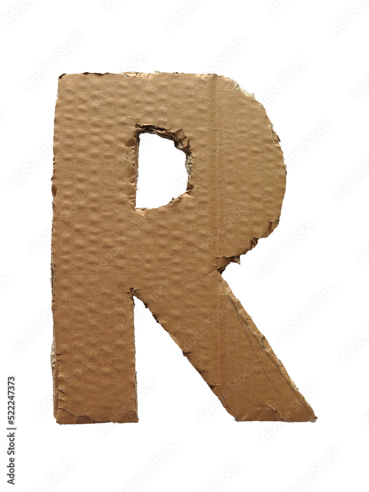 Cardboard texture Letter R on transparent background Stock Photo ...