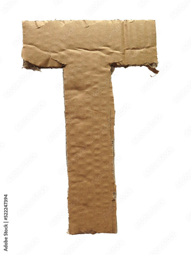 Cardboard texture Letter T on transparent background Stock Photo ...