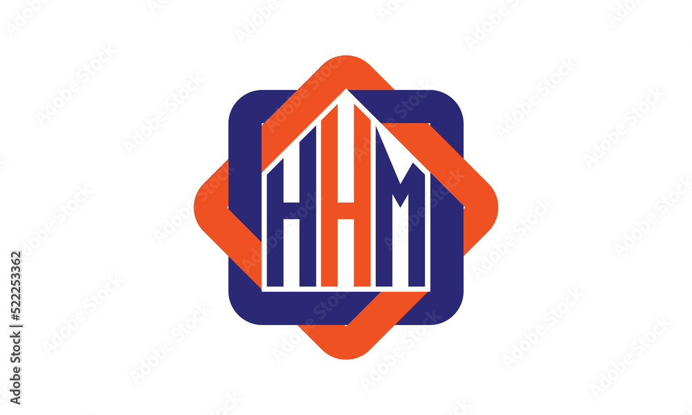 HHM three letter real estate logo with home icon logo design vector ...