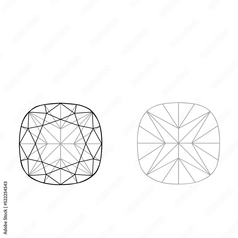 Sketch of a cushion cut diamond on white background. cushion diamond ...