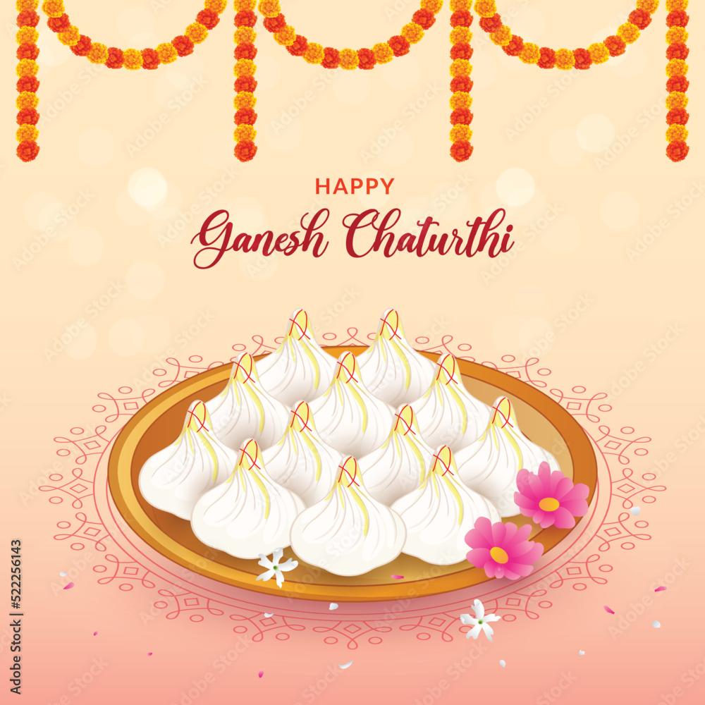 Indian Sweets Modak Mava Modak Thali For Ganesh Chaturthi Stock Vector Adobe Stock