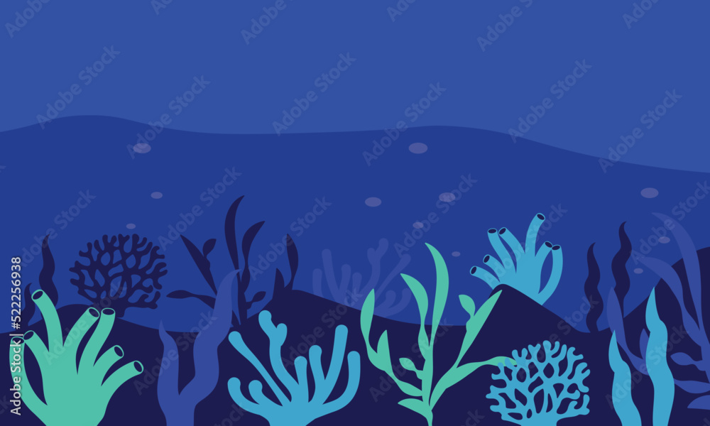 Coral underwater scene and nature, Coral Reef Vector graphics ...
