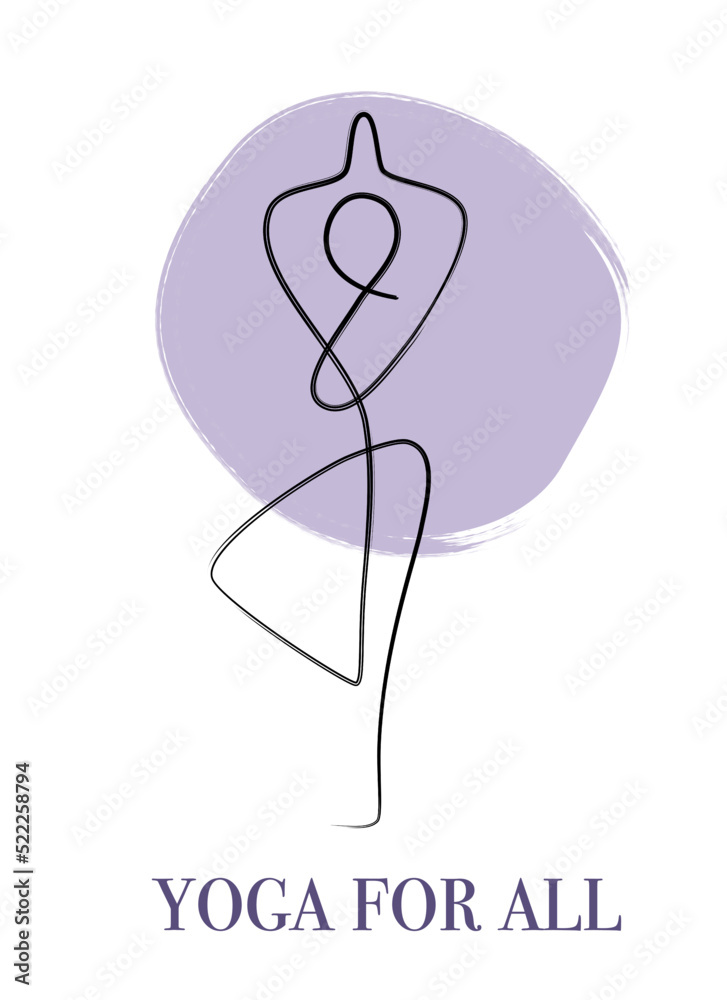 Vector outline black and white illustration of woman body. One line ...