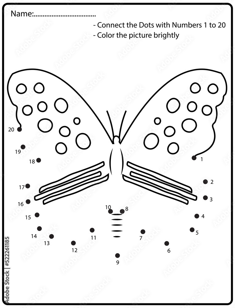 Connect the dots children educational drawing game. .Numbers activity ...