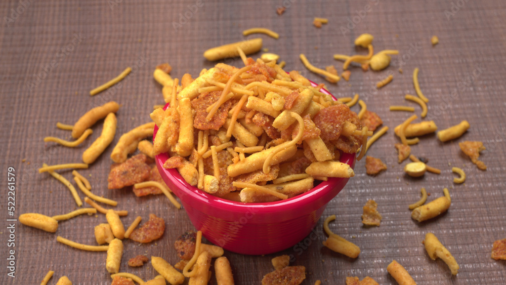 Indian Snacks, Traditional Indian deep fried salty dish called chivda ...