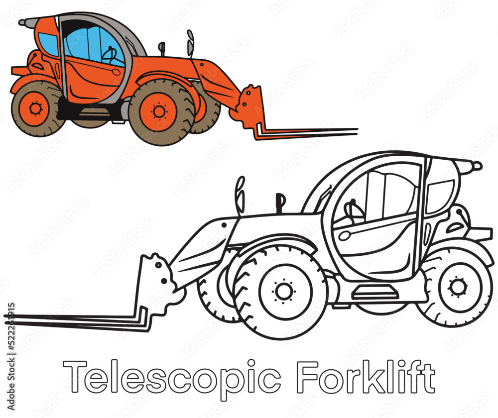 Coloring Page Outline Of cartoon Telescopic Forklift . Construction ...