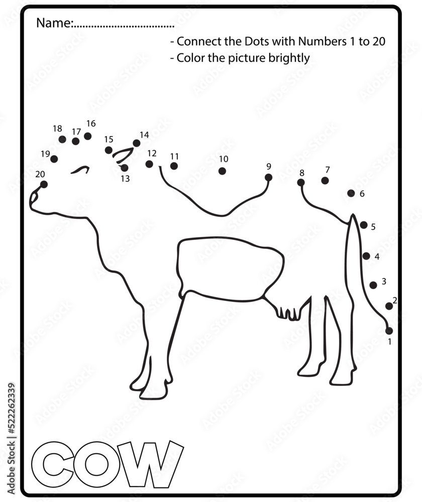 Vetor de Educational game for kids. Dot to dot game for children. Farm ...