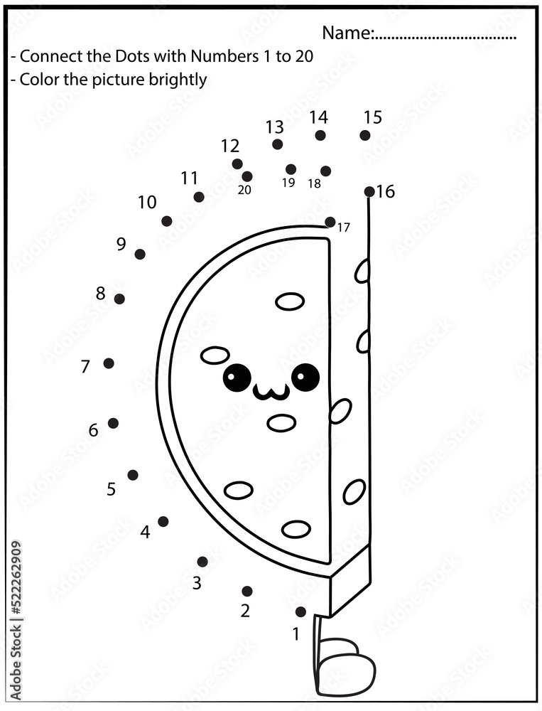 Kawaii food Connect the dots. Math game. Kids activity Stock Vector ...