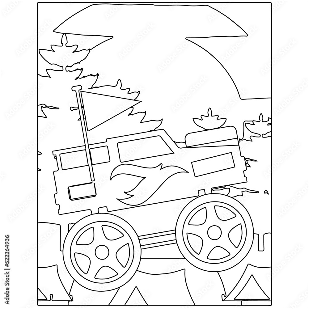 Vetor de Monster truck outline design for coloring page, Off Road ...