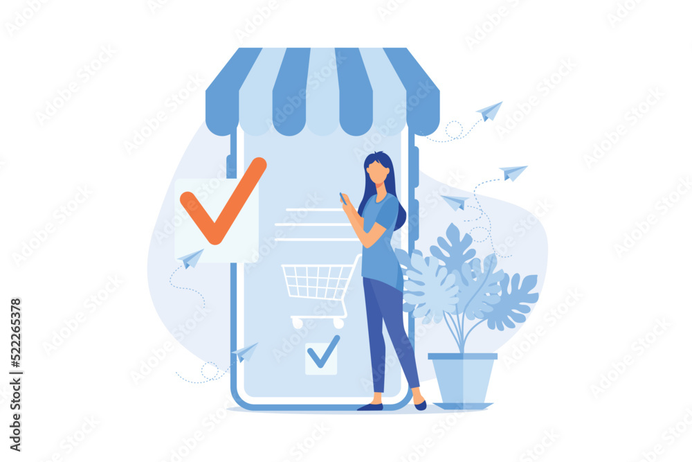 Order placed E-commerce model, online store delivery, booking process ...