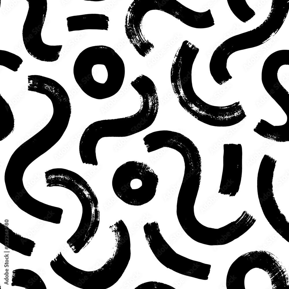 Vector minimalistic meandering lines pattern with circles. Hand drawn ...