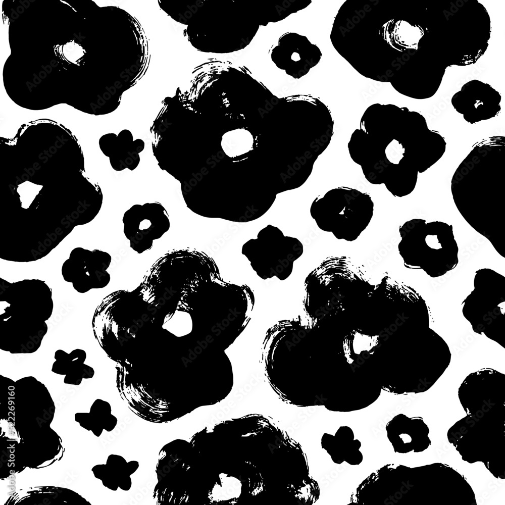 Seamless Floral Pattern In Vector Black And White Small Simple Flowers seamless-floral-pattern-in-vector-black-and-white-small-simple-flowers