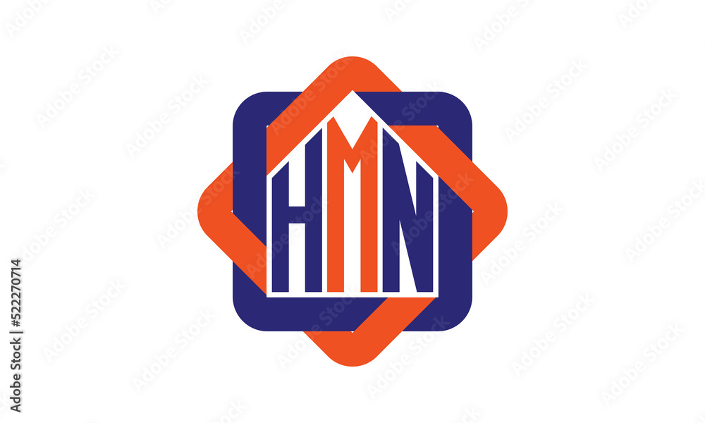 HMN three letter real estate logo with home icon logo design vector ...