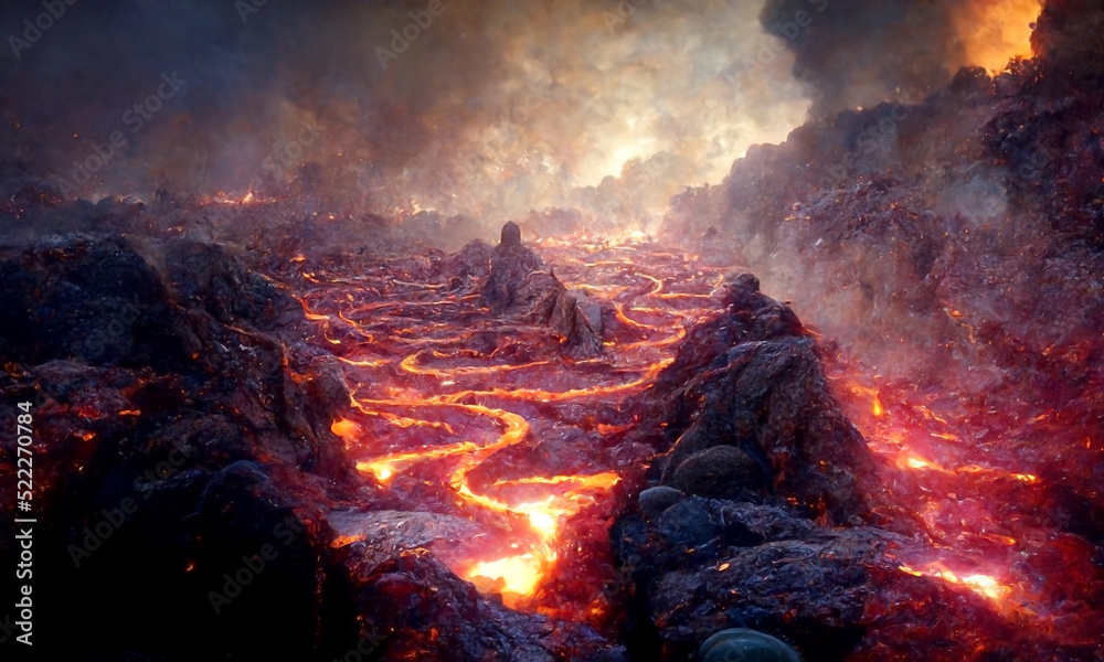 3D Render Molten Lava Texture Background. Lana was in the cracks of the ...