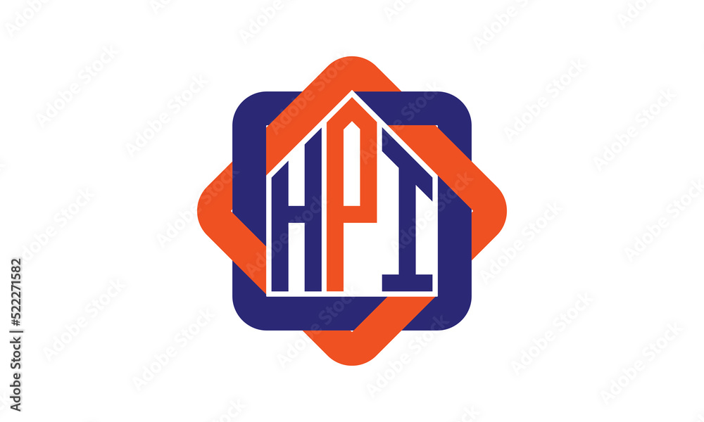 HPI three letter real estate logo with home icon logo design vector ...