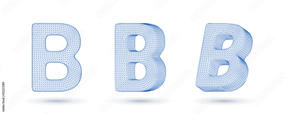 Letter b wireframe high polygonal outline low poly style vector ...