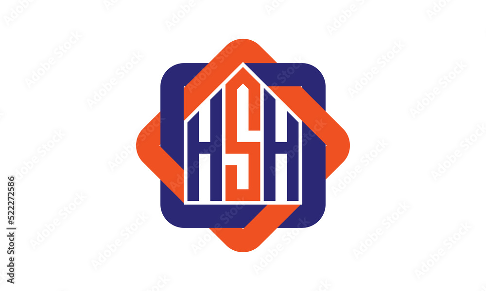 HSH three letter real estate logo with home icon logo design vector ...