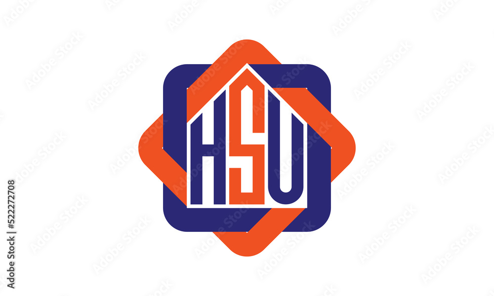 HSU three letter real estate logo with home icon logo design vector ...