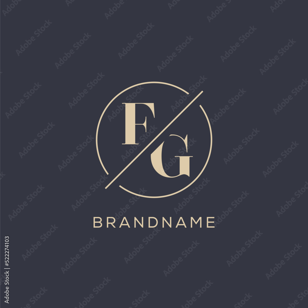 Initial letter FG logo with simple circle line, Elegant look monogram ...