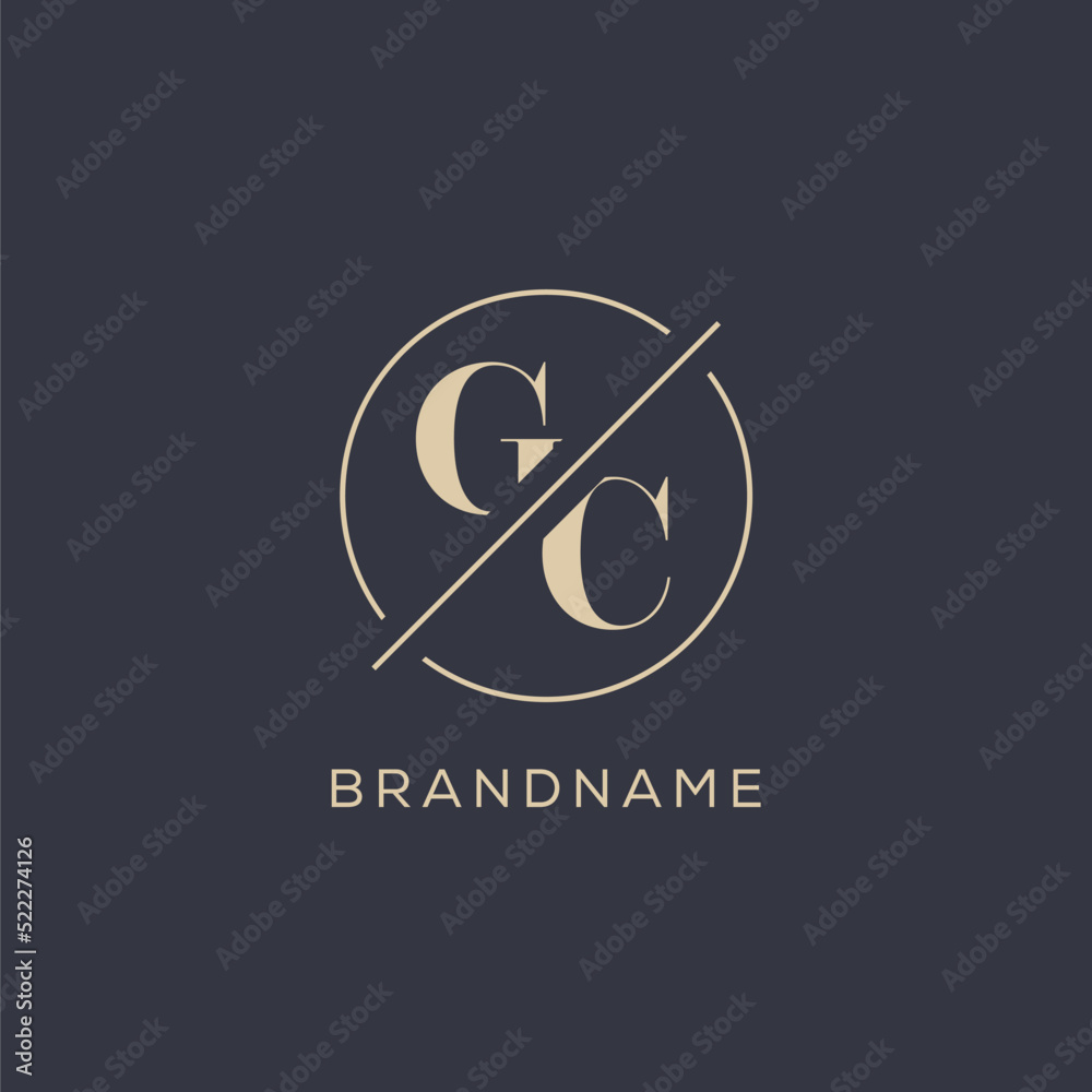 Initial letter GC logo with simple circle line, Elegant look monogram ...