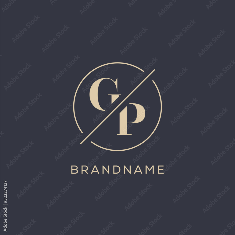 Initial letter GP logo with simple circle line, Elegant look monogram ...