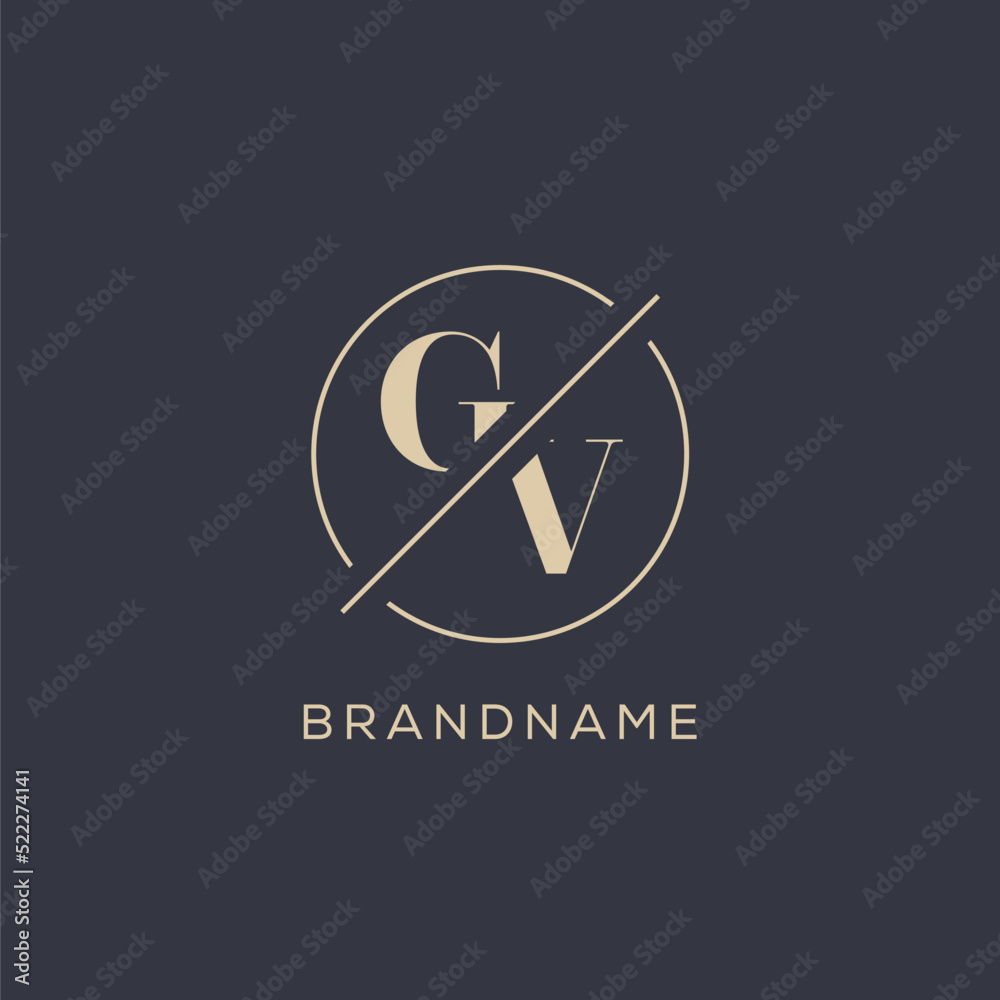 Initial letter GV logo with simple circle line, Elegant look monogram ...