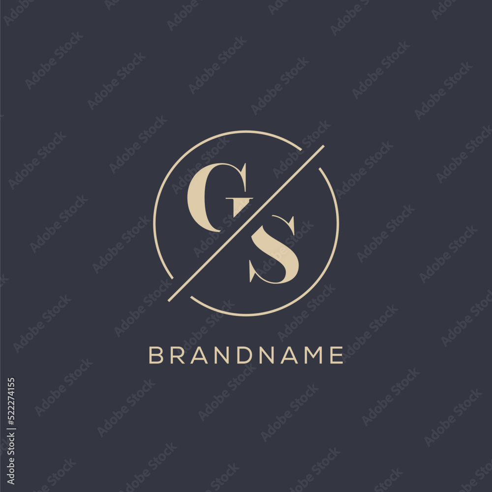 Initial letter GS logo with simple circle line, Elegant look monogram ...