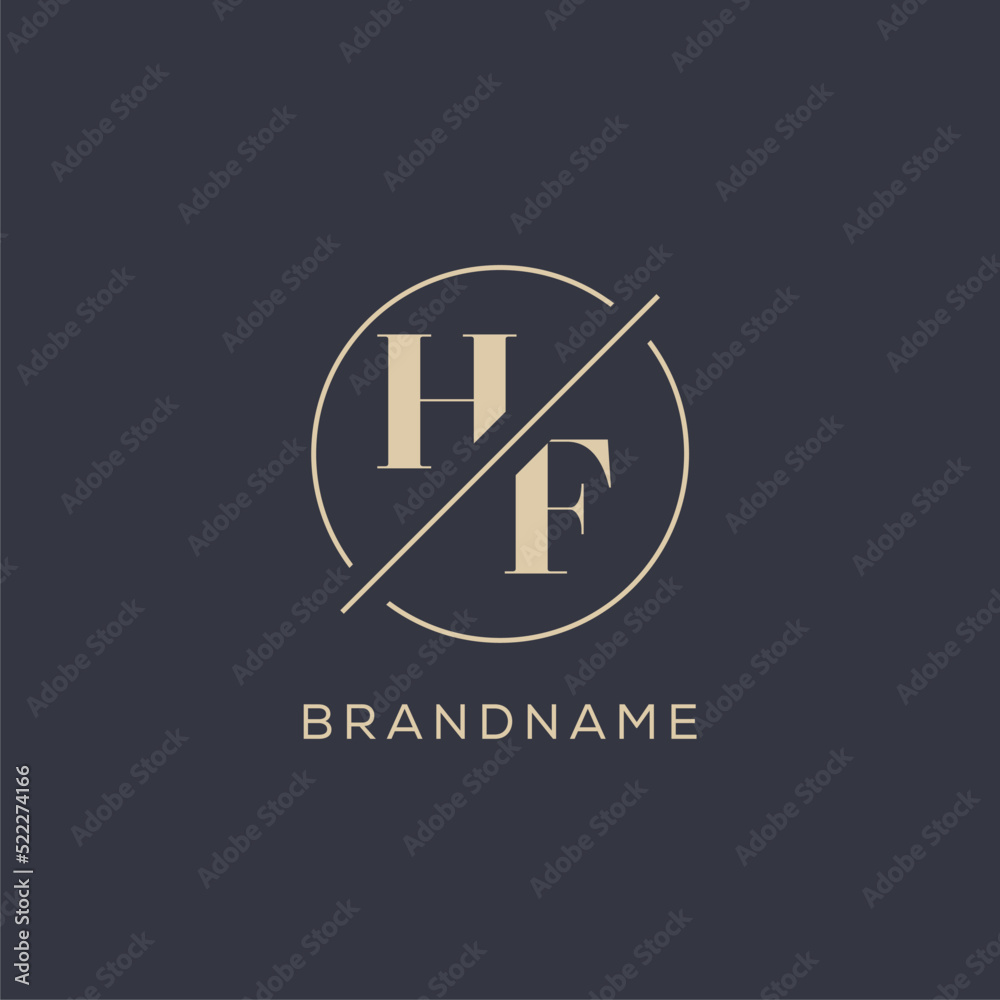 Initial letter HF logo with simple circle line, Elegant look monogram ...