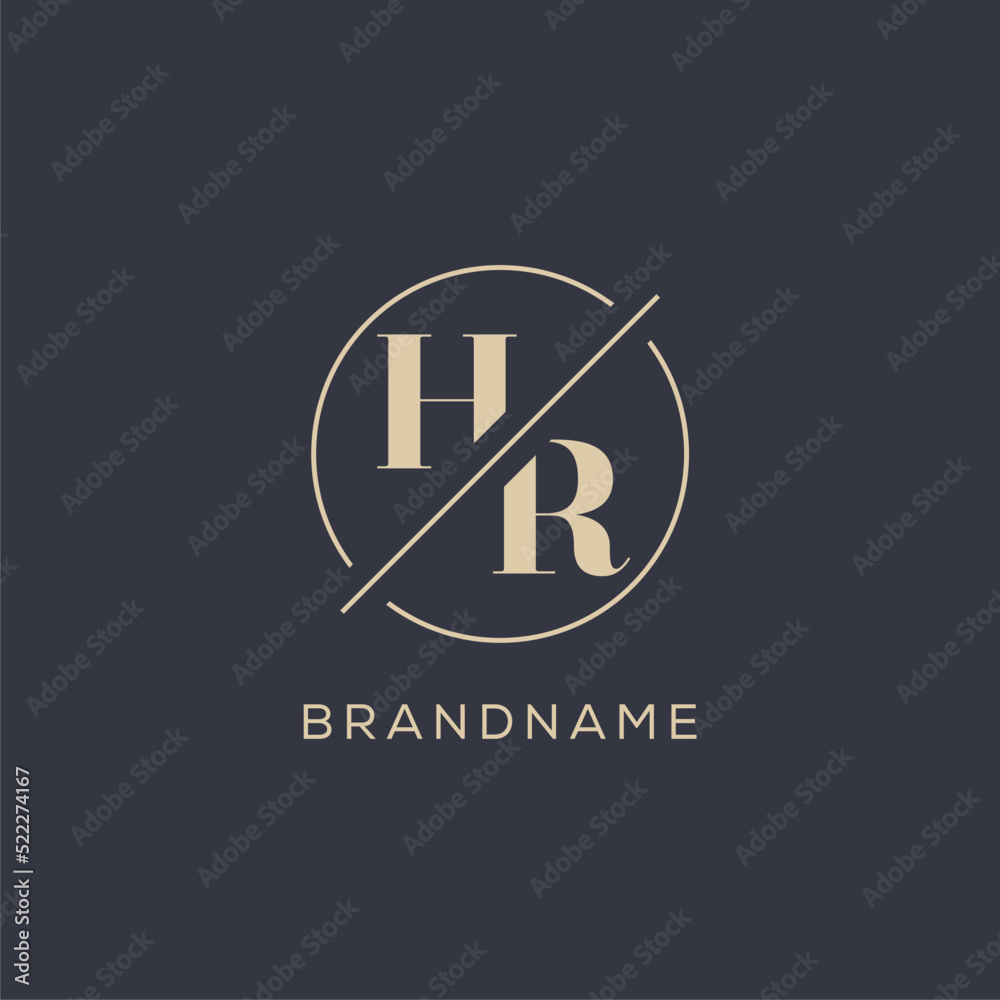 Initial letter HR logo with simple circle line, Elegant look monogram ...