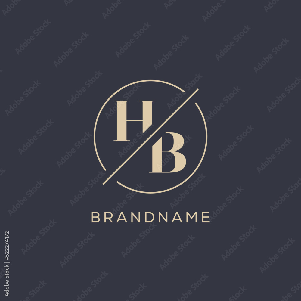 Initial letter HB logo with simple circle line, Elegant look monogram ...