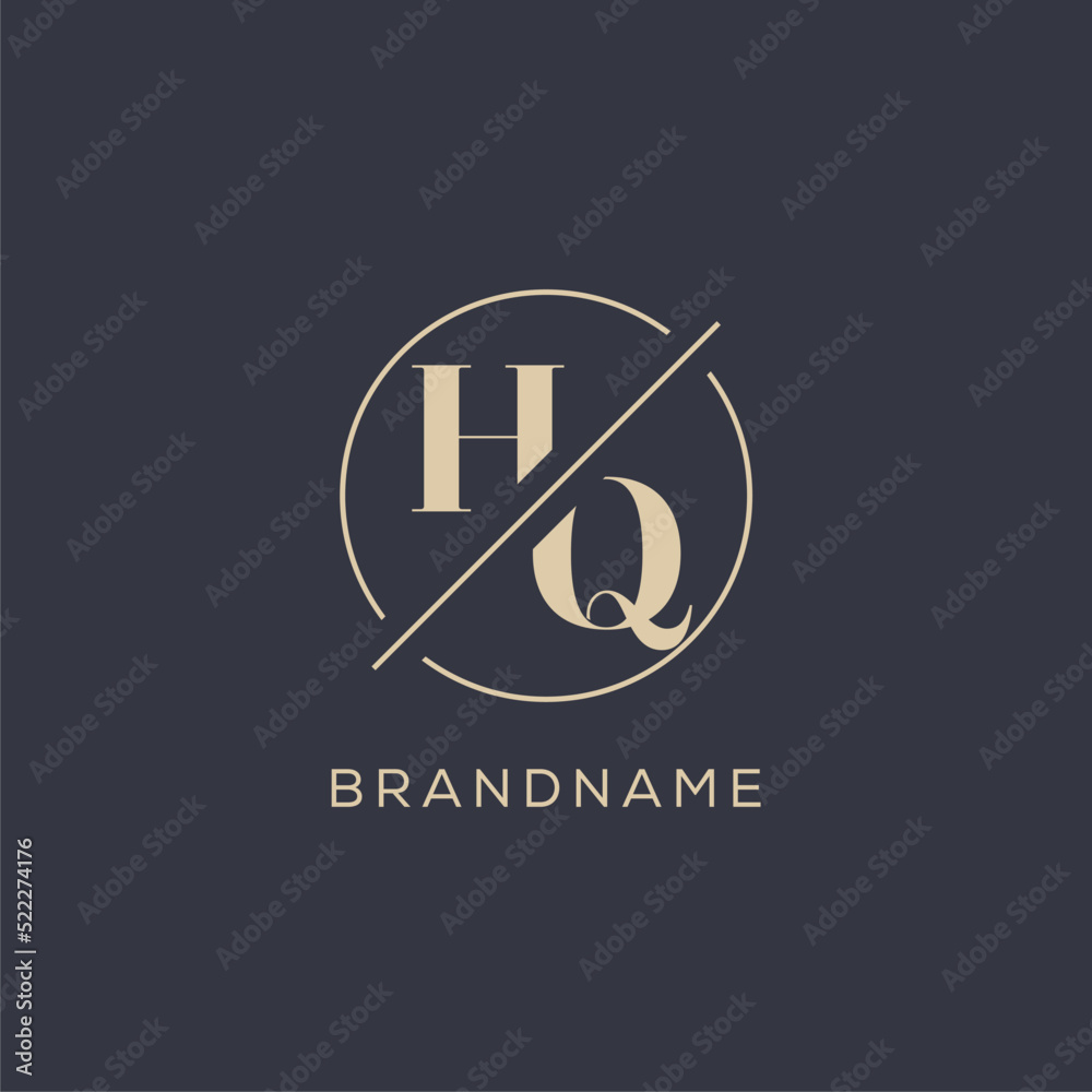 Initial letter HQ logo with simple circle line, Elegant look monogram ...
