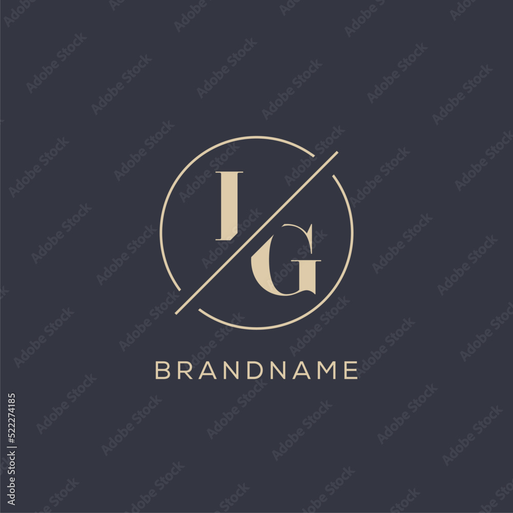 Initial letter IG logo with simple circle line, Elegant look monogram ...