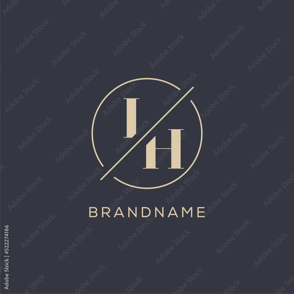 Initial letter IH logo with simple circle line, Elegant look monogram ...