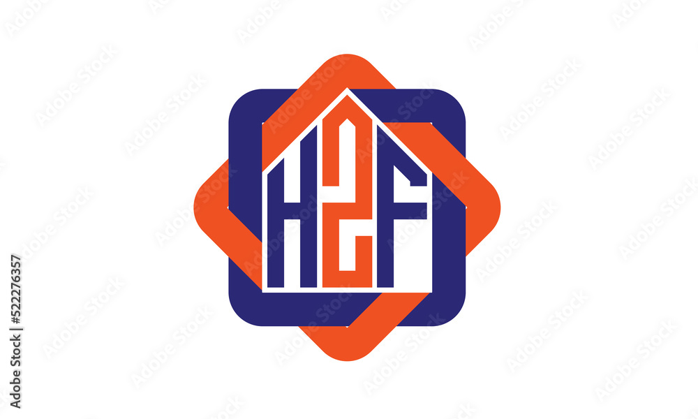HZF three letter real estate logo with home icon logo design vector ...